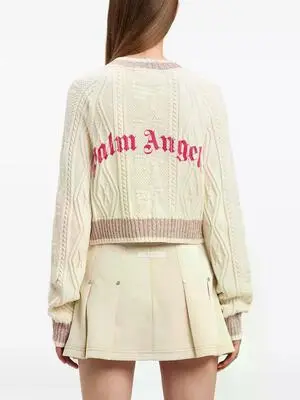 Palm Angels Curved-logo Cable-knit Sweater