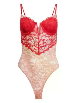 FLEUR DU MAL Bouquet Lace Heart Bodysuit