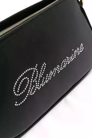 Blumarine Rhinestone-logo Leather Bag - Black