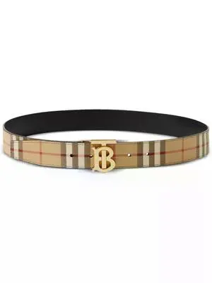 Burberry Reversible Check Tb Belt - Brown