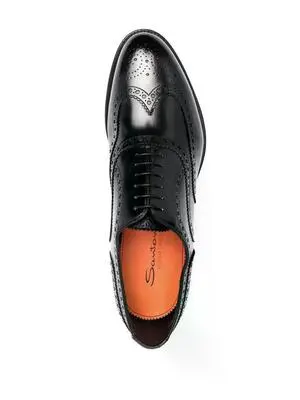 Santoni Leather Lace-up Oxford Shoes - Black