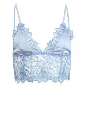 FLEUR DU MAL Whitney Embroidered Longline Triangle Bra