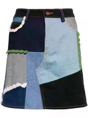 CAVIA Patchwork Denim Miniskirt