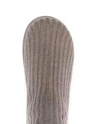 Amina Muaddi Veneda Ribbed Knit Knee-high Boots - Brown
