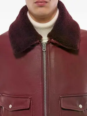 FURSAC Zip-up Leather Jacket - Red