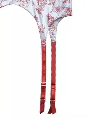 FLEUR DU MAL Rose-jacquard Garter Belt
