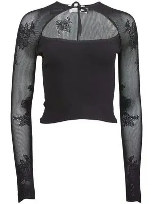 FLEUR DU MAL Pointelle-knit Decollete Top