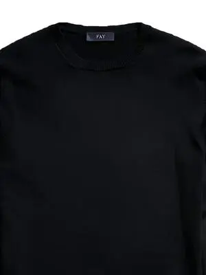 FAY Wool Crew Neck Sweater - Black