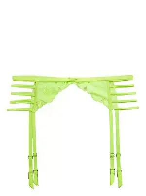 FLEUR DU MAL Rose-embroidered Garter Belt - Green