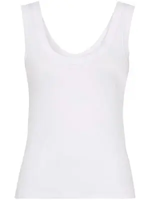 Brunello Cucinelli Ribbed Tank Top With Monili Chain Detail - White
