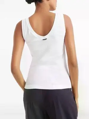 Brunello Cucinelli Ribbed Tank Top With Monili Chain Detail - White