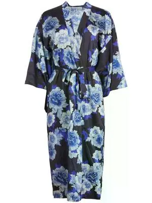 FLEUR DU MAL Silk Robe - Blue
