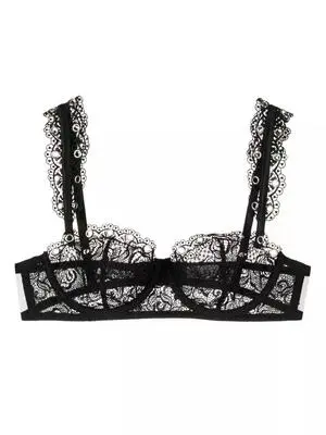 FLEUR DU MAL Eyelet-embellished Balconette Bra - Black