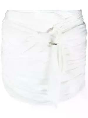 Attico Drape-detailed Thigh-length Skirt With Silver-tone Hardware - White