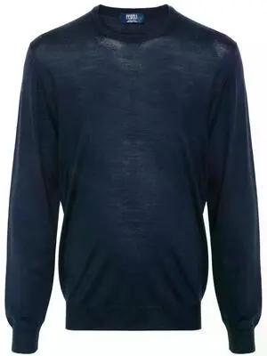 Fedeli Fine-knit Virgin Wool Jumper - Blue
