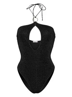 Oseree Lumière Ring Lurex Swimsuit - Black