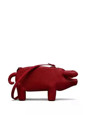 Thom Browne Grained Leather Pig Shoulder Bag - Red