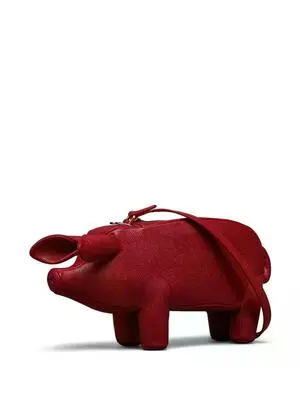 Thom Browne Grained Leather Pig Shoulder Bag - Red