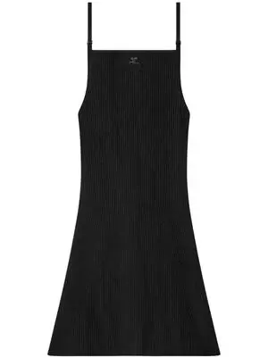 COURREGES Ribbed-knit Mini Dress - Black