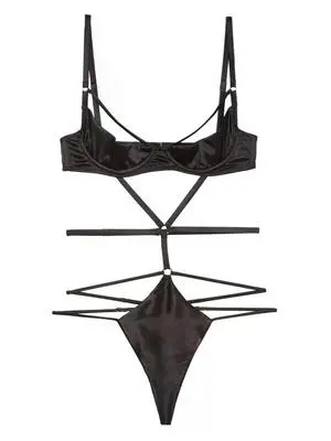 FLEUR DU MAL Strappy Bondage Underwire Bodysuit - Black