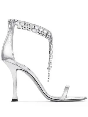 JIMMY CHOO Verity Crystal-embellished Sandals - Silver