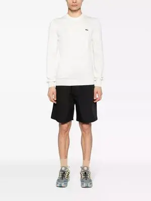 Lacoste Logo-patch Ribbed-knit Jumper - Neutrals