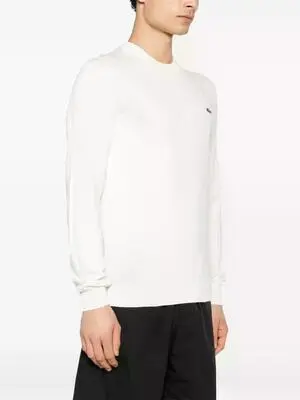 Lacoste Logo-patch Ribbed-knit Jumper - Neutrals