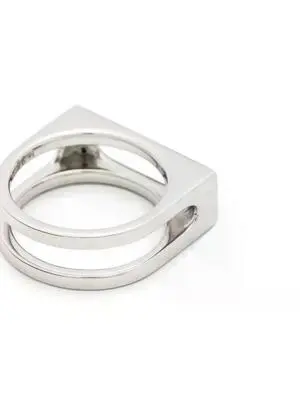 Tom Wood Tone Recycled Black Spinel Cage Ring