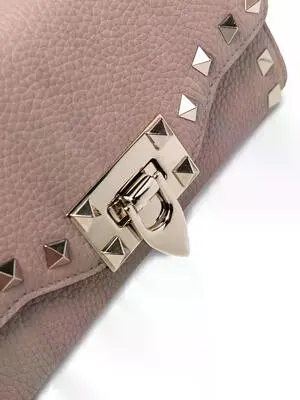 Valentino Garavani Rockstud Grainy Calfskin Wallet With Chain Strap