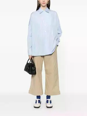 Plan C Striped Poplin Shirt