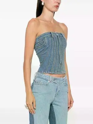 MUGLER Spiral Denim Bustier