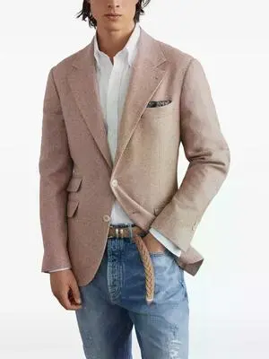 Brunello Cucinelli Herringbone Linen Blazer - Orange