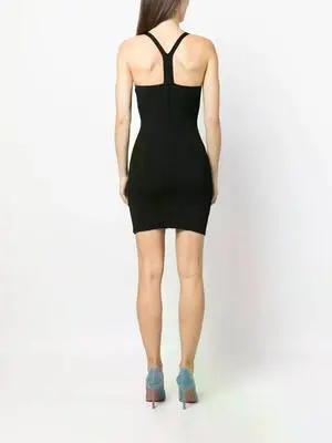 Roberto Cavalli Ribbed-knit Button-detail Mini Dress