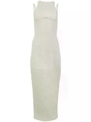 FLEUR DU MAL Strappy Ribbed Maxi Dress - Neutrals