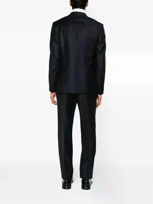 Zegna Single-breasted Checked Wool Suit - Blue