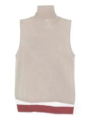 Lorena Antoniazzi Striped-hem Roll Neck Vest
