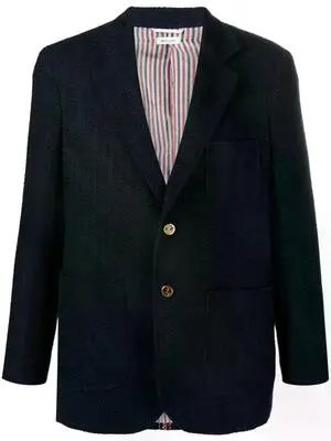 Thom Browne Tweed Single-breasted Blazer - Blue