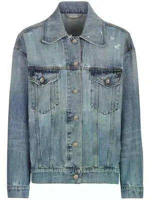 Dolce & Gabbana Logo-patch Cotton Denim Jacket - Blue
