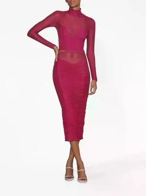 FLEUR DU MAL Ruched Midi Skirt