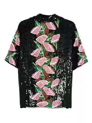 P.a.r.o.s.h Embellished Floral Sequin Shirt