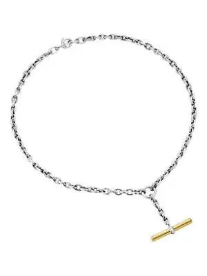 David Yurman 18k Yellow Gold And Sterling Dy Mercer® Petite Toggle Chain Diamond Necklace - Silver