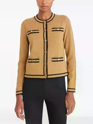 Tory Burch Kendra Cardigan With Contrast Trim - Brown