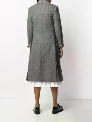 Thom Browne Rwb Stripe Frayed Edge Coat