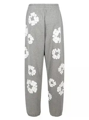 DENIM TEARS Cotton Abstract Pattern Print Track Pants - Grey