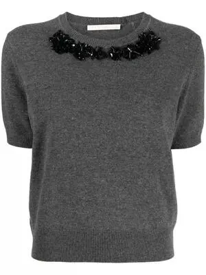 JASON WU Floral-appliqué Wool-cashmere Jumper
