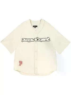 PURPLE BRAND Logo-print Cotton Shirt - Neutrals