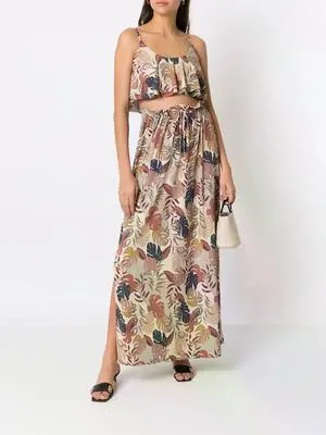 AMIR SLAMA Palm Leaf Print Cropped Top