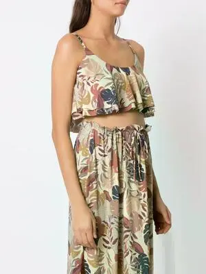 AMIR SLAMA Palm Leaf Print Cropped Top