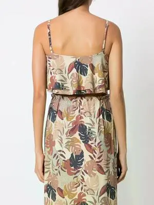 AMIR SLAMA Palm Leaf Print Cropped Top