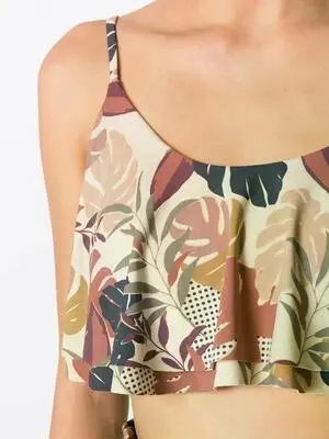 AMIR SLAMA Palm Leaf Print Cropped Top